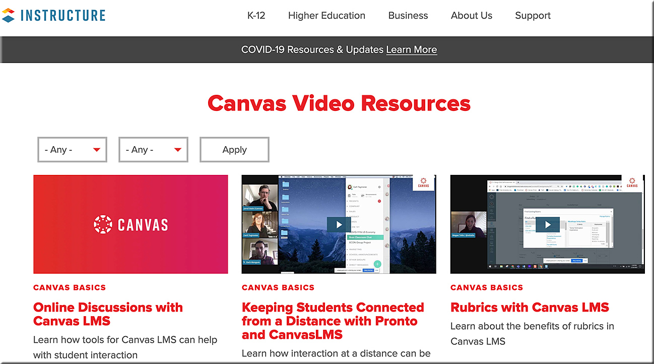 Canvas Video Resources